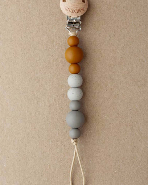 little chew kira pacifier clip in dune accessories at Little