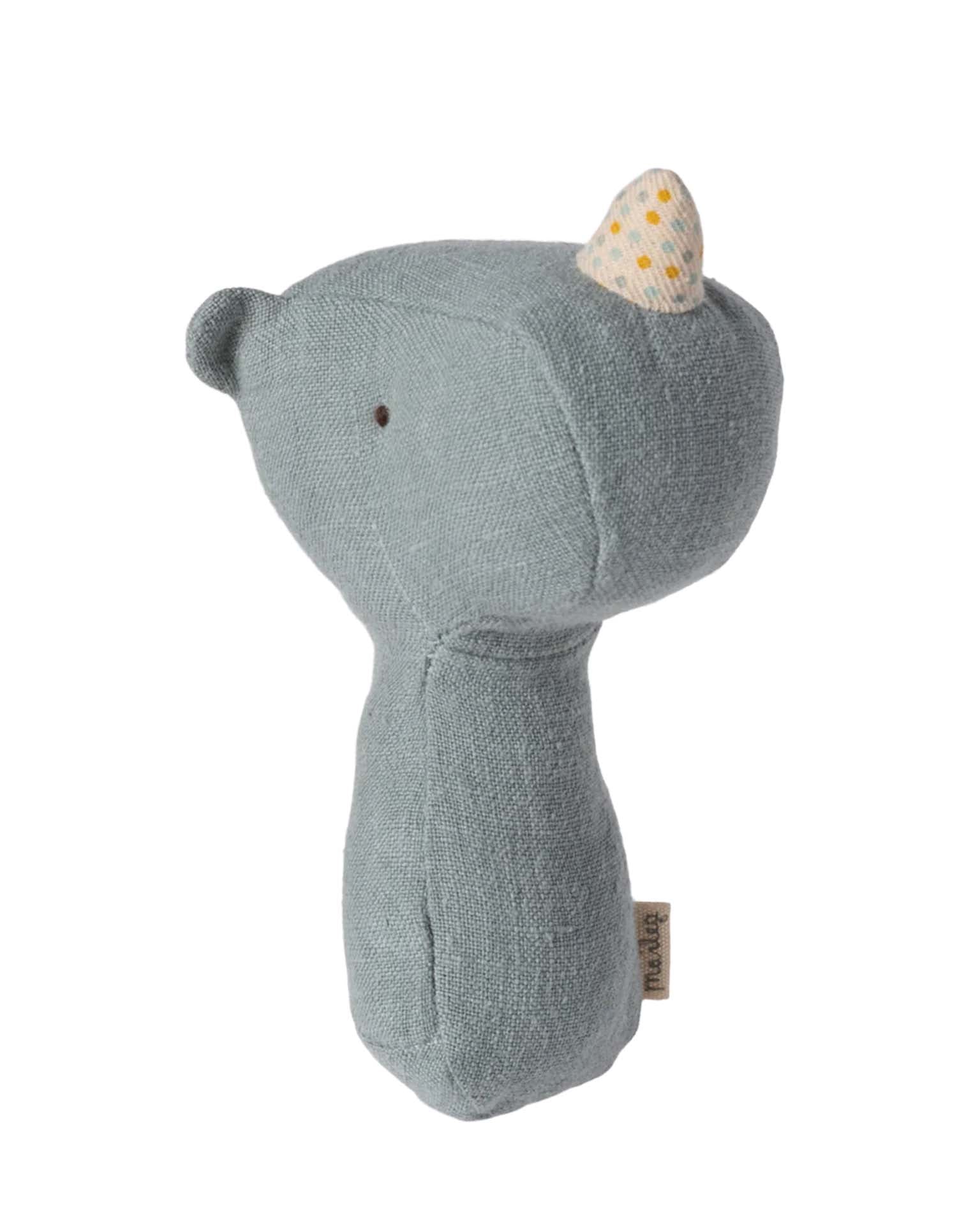 rhino rattle in dusty blue – Little