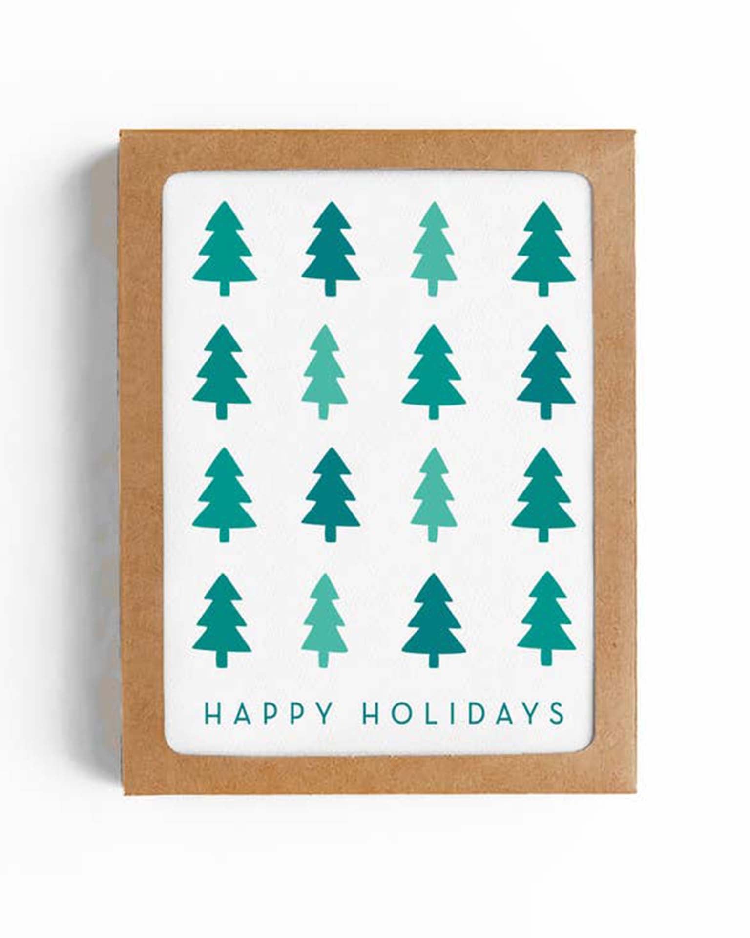 christmas trees happy holidays card, set of 6 – Little