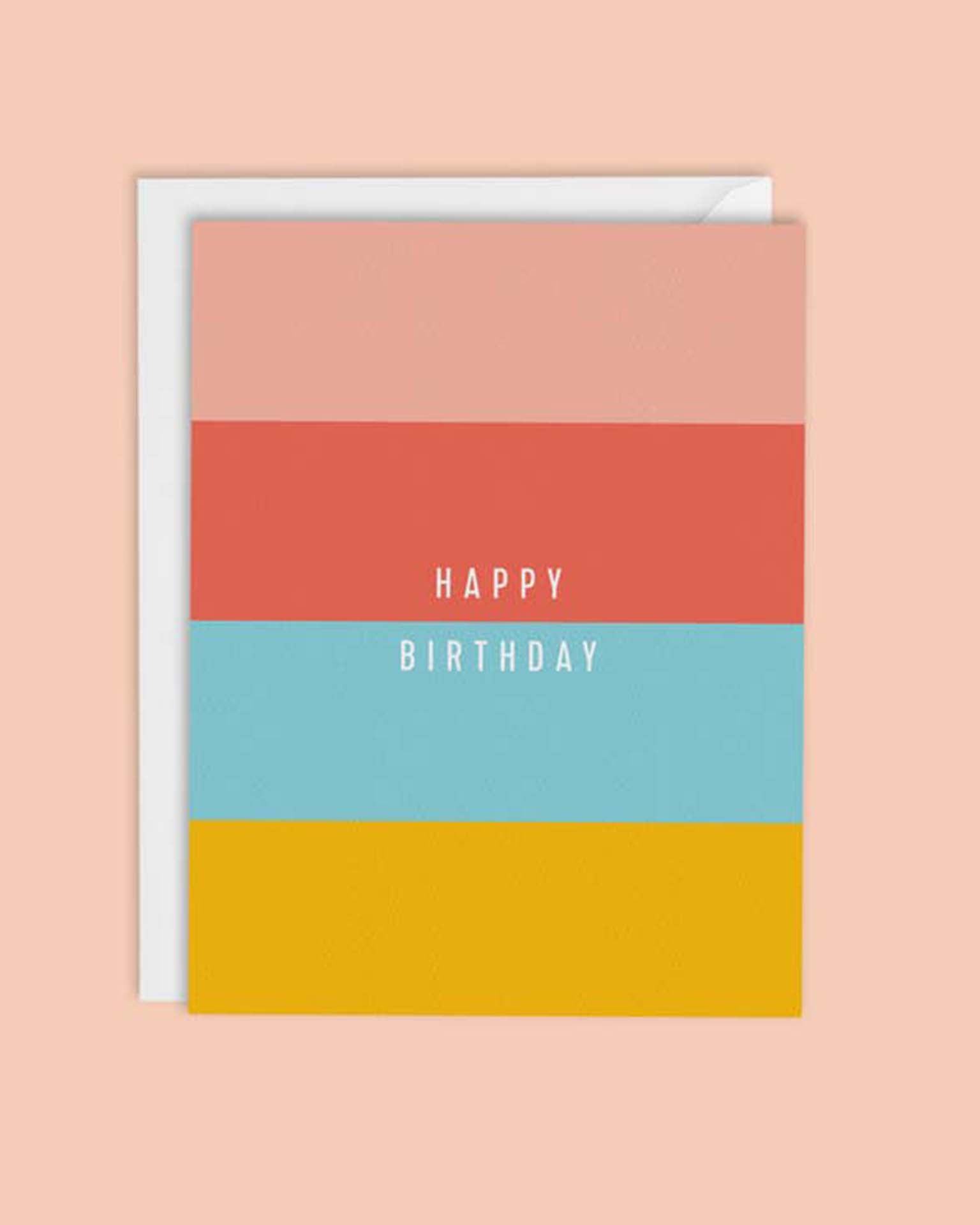 colorful stripe happy birthday card – Little