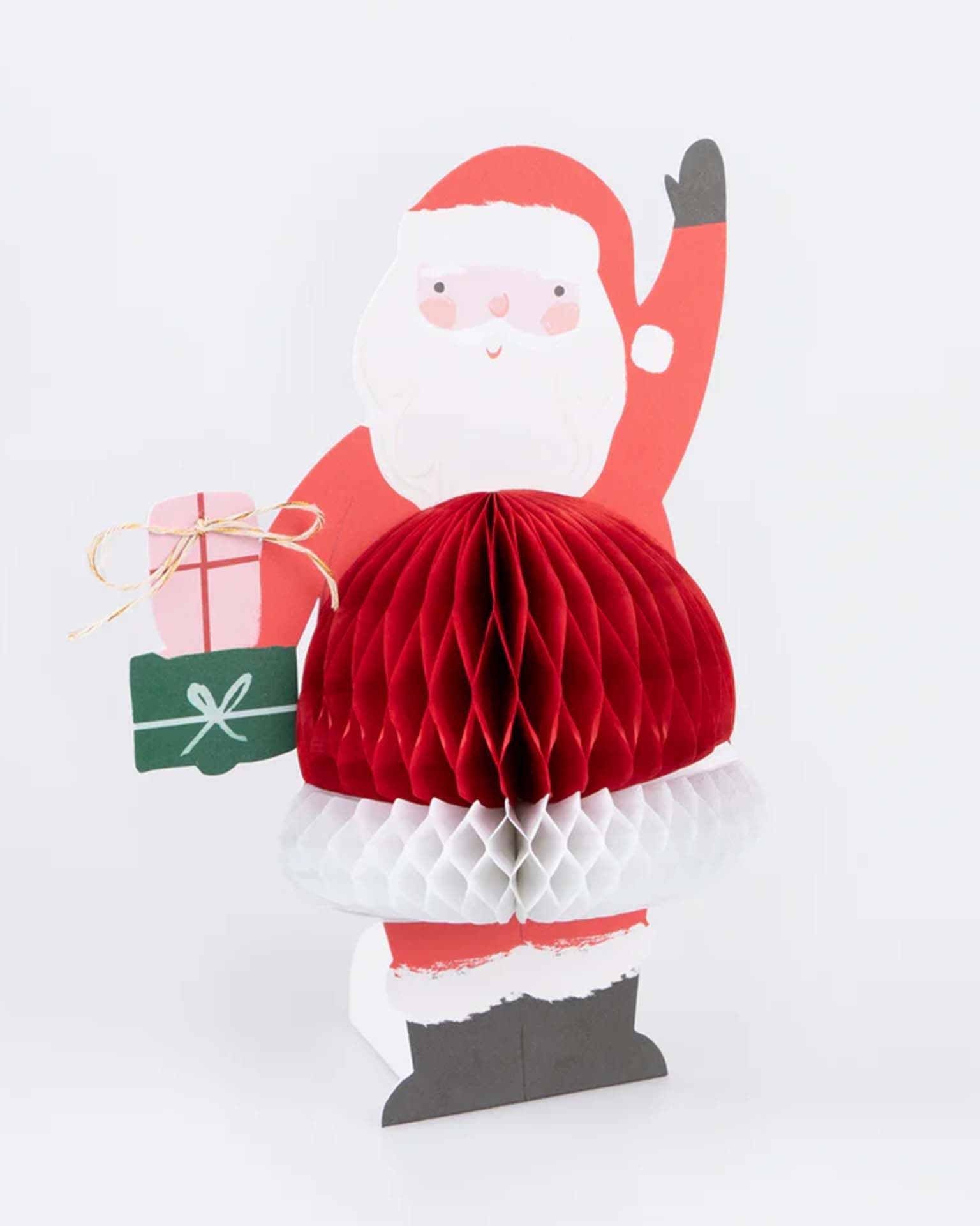 honeycomb santa stand up card – Little