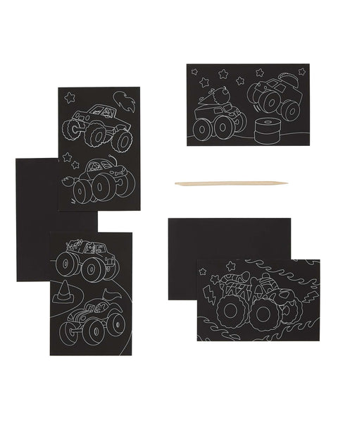 ooly mini scratch & scribble art kit: monster trucks play at Little