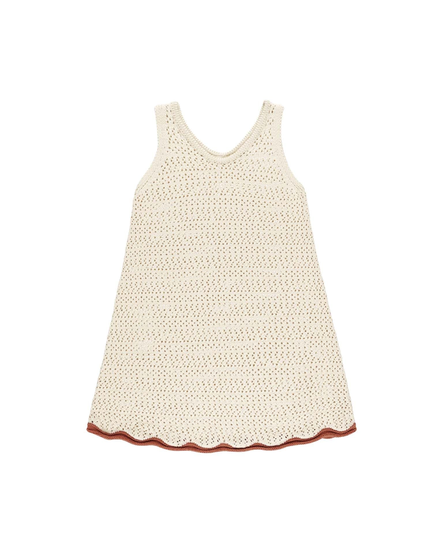 crochet tank mini dress in natural – Little