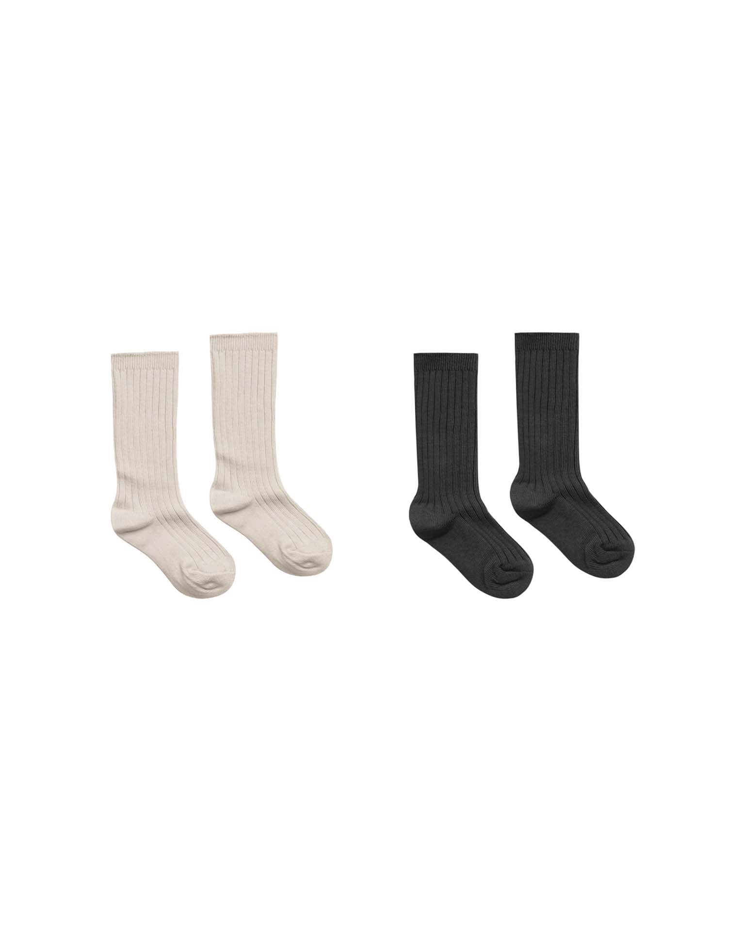 ribbed socks in stone + black – Little